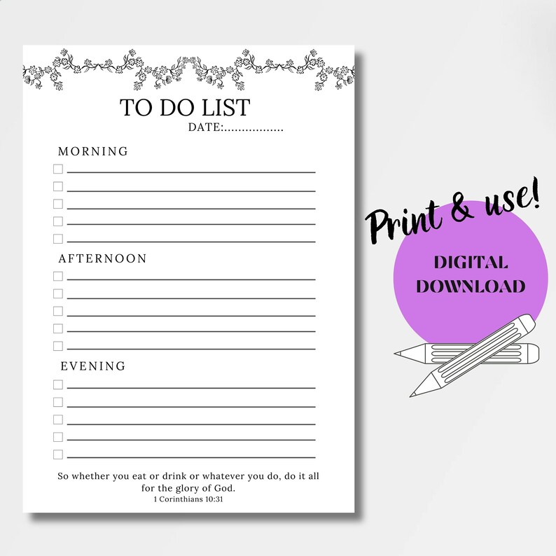 Printable Christian Checklist Christian Daily Planner Christian ...