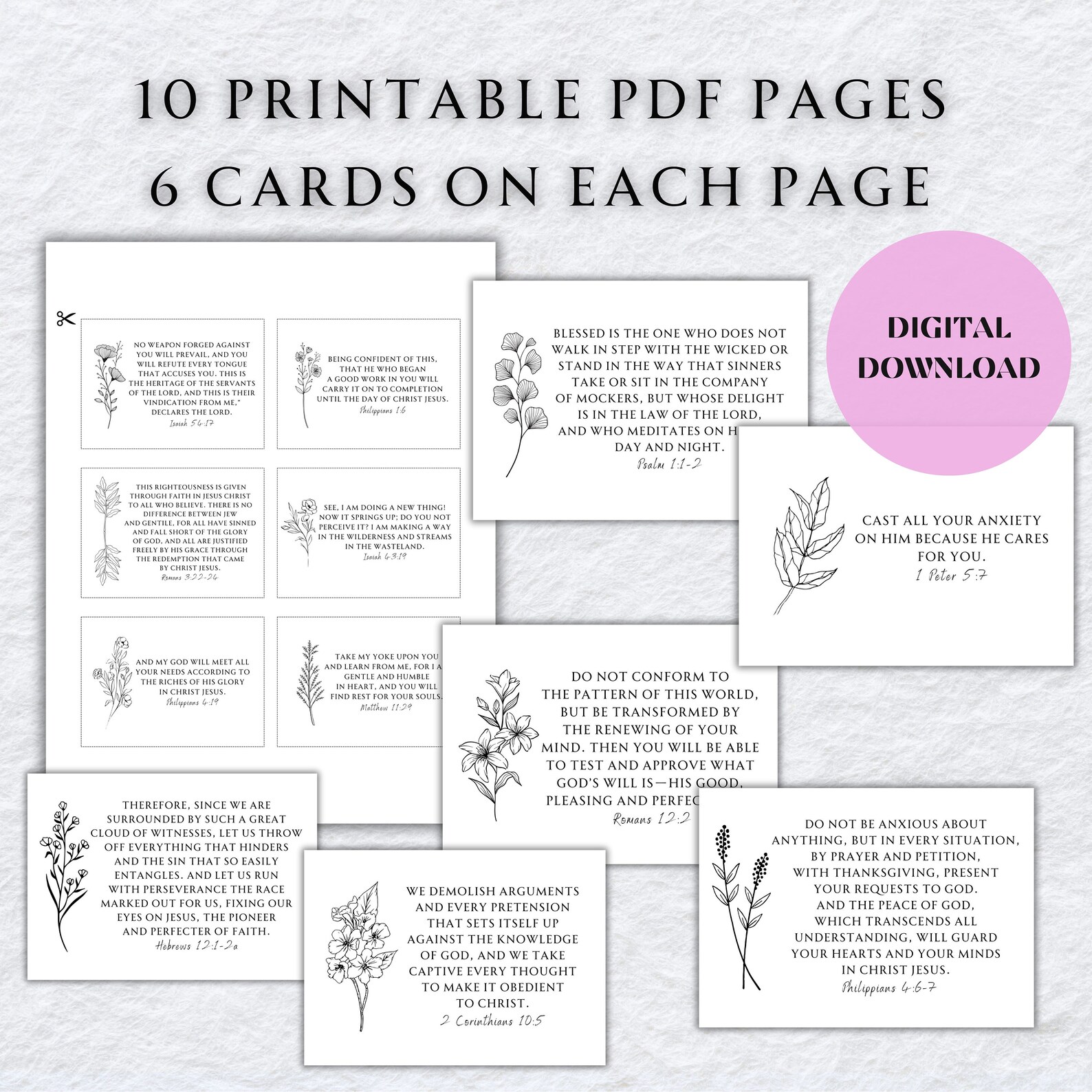 60 Downloadable Bible Cards for Printing With Popular Bible Verses ...