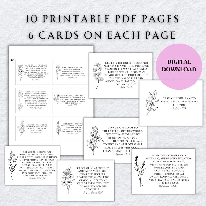 60 Downloadable Bible Cards for Printing With Popular Bible Verses ...