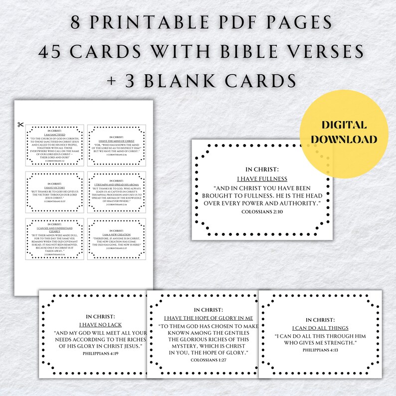 45 Downloadable Bible Cards for Printing Declarations of Identity in ...