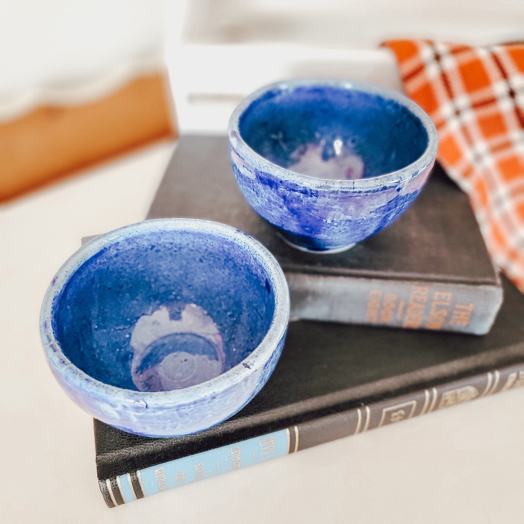 Vintage Blue Ceramic Matching Pottery Bowls Vintage Kitchenware ...