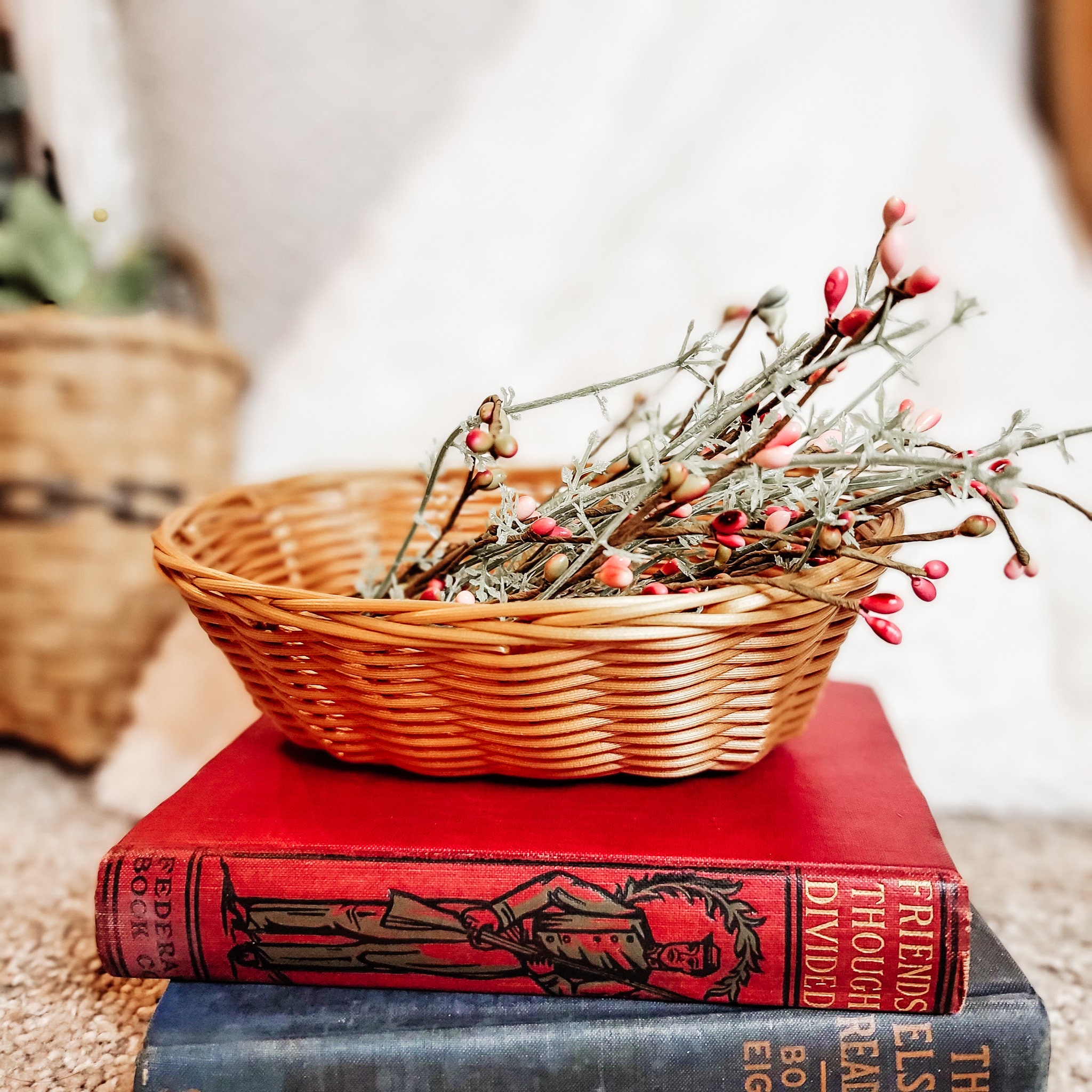 Vintage Golden Wicker Trinket Basket | Home Decor Small Baskets Basket ...