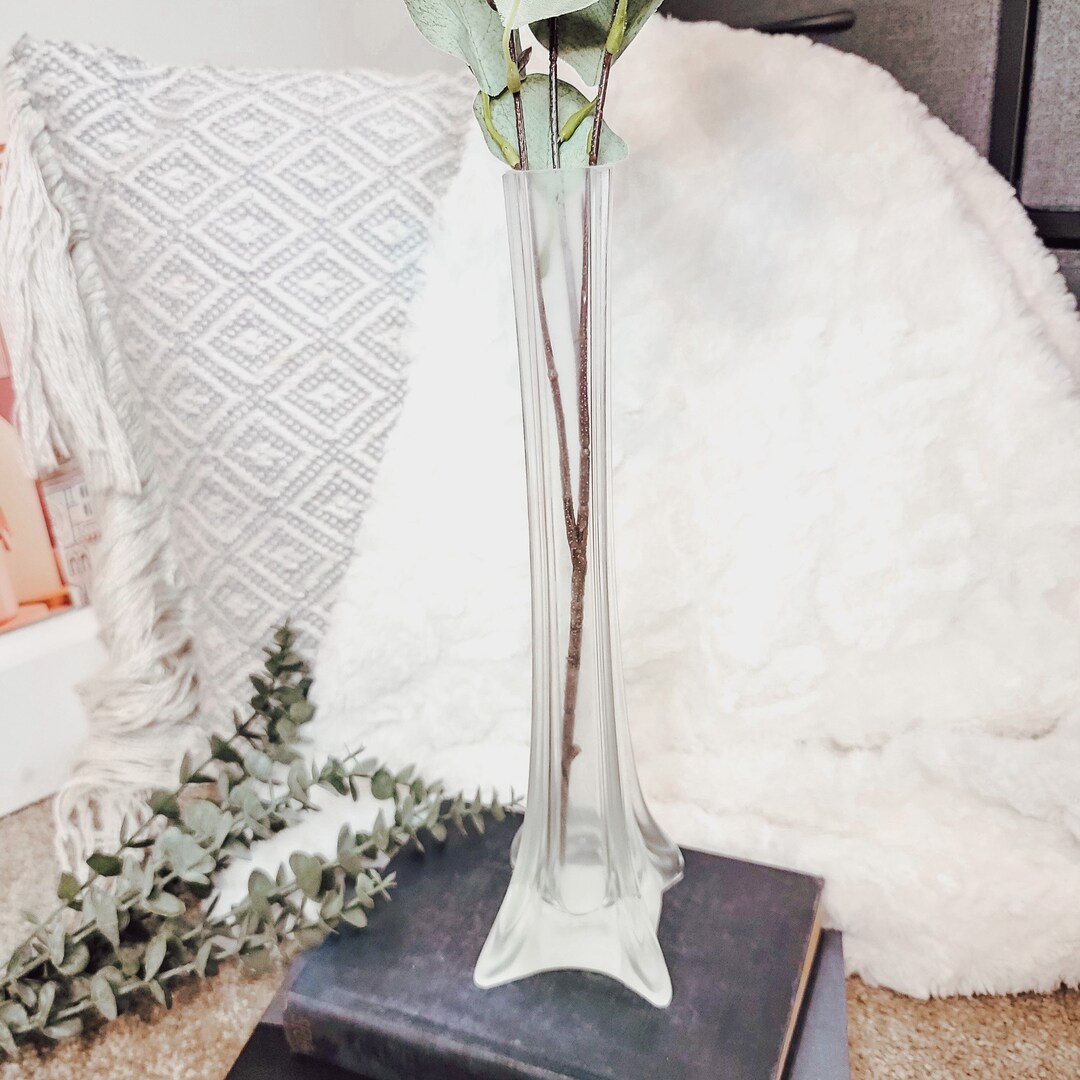 Vintage Clear Tall Glass Vase | Vintage Home Decor Vases Clear Vases ...