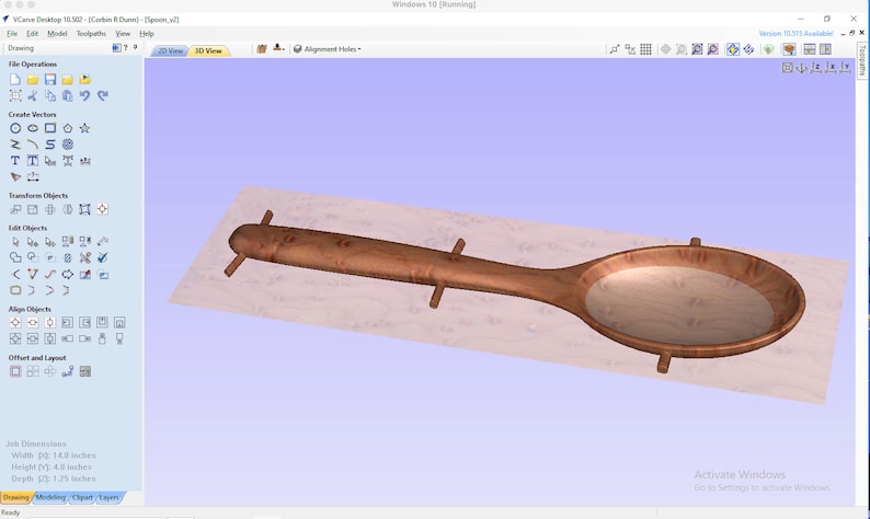 Spoon With Wood Inlay - CNC Plans - Vectric Vcarve File, PDF Directions ...