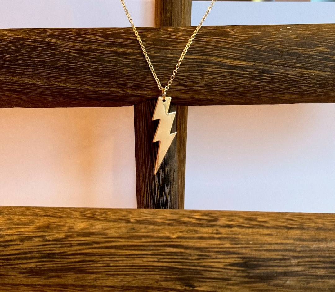 Gold Lightning Bolt Necklace Gold Necklace, Woman's Jewelry - Etsy