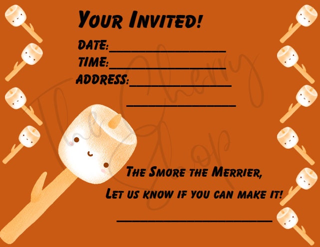 Smore Fun Camping Party, Cub Scout Camp, Glamping, Smore' Party ...