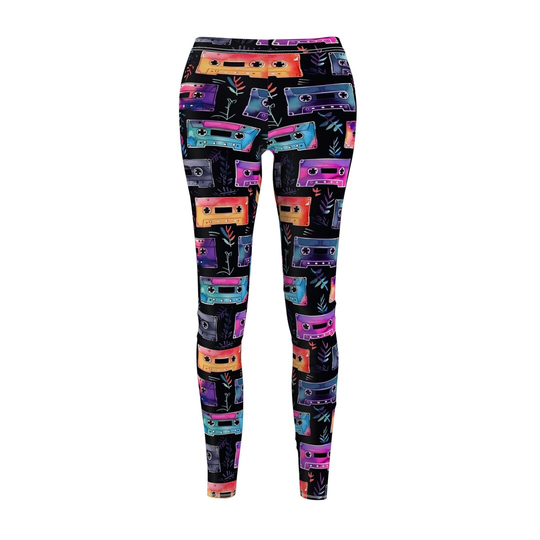 Cassette Tapes Leggings,, Retro Music Pants, Vintage Mixtape Tights ...