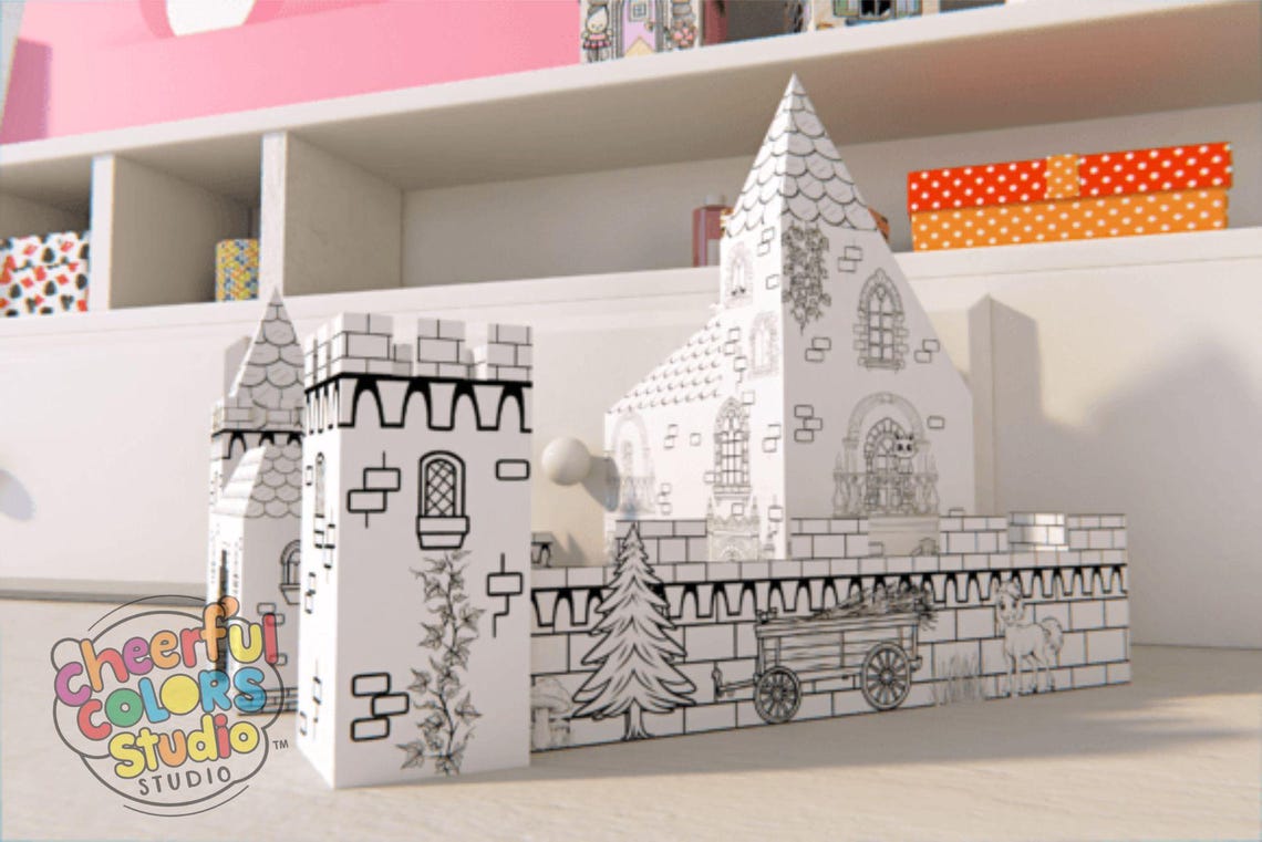 Printable Paper Toy Princess Castle Paper Craft Kit Coloring Pages ...