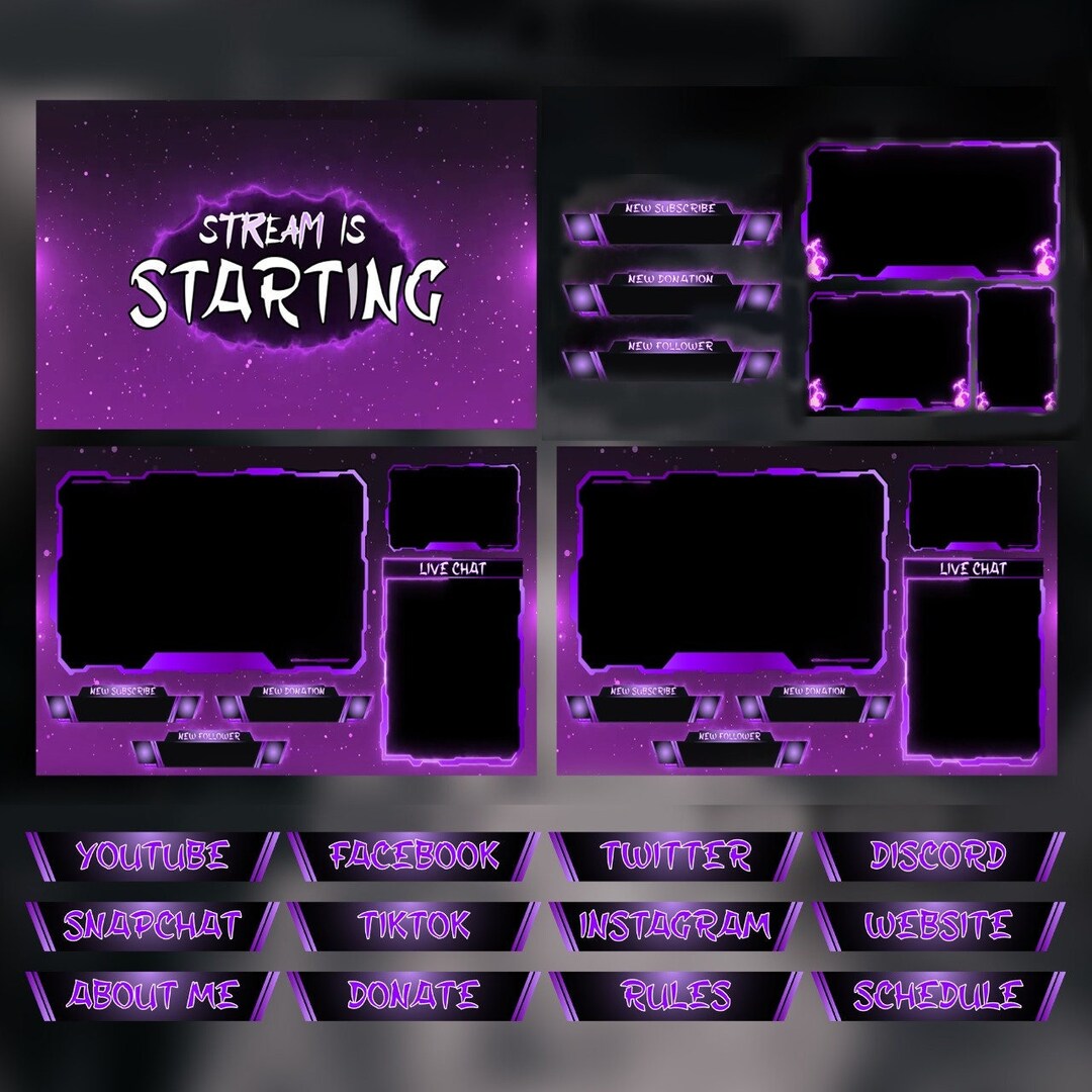 Animated Neon Twitch Overlays Purple Animated Overlay Twitch - Etsy