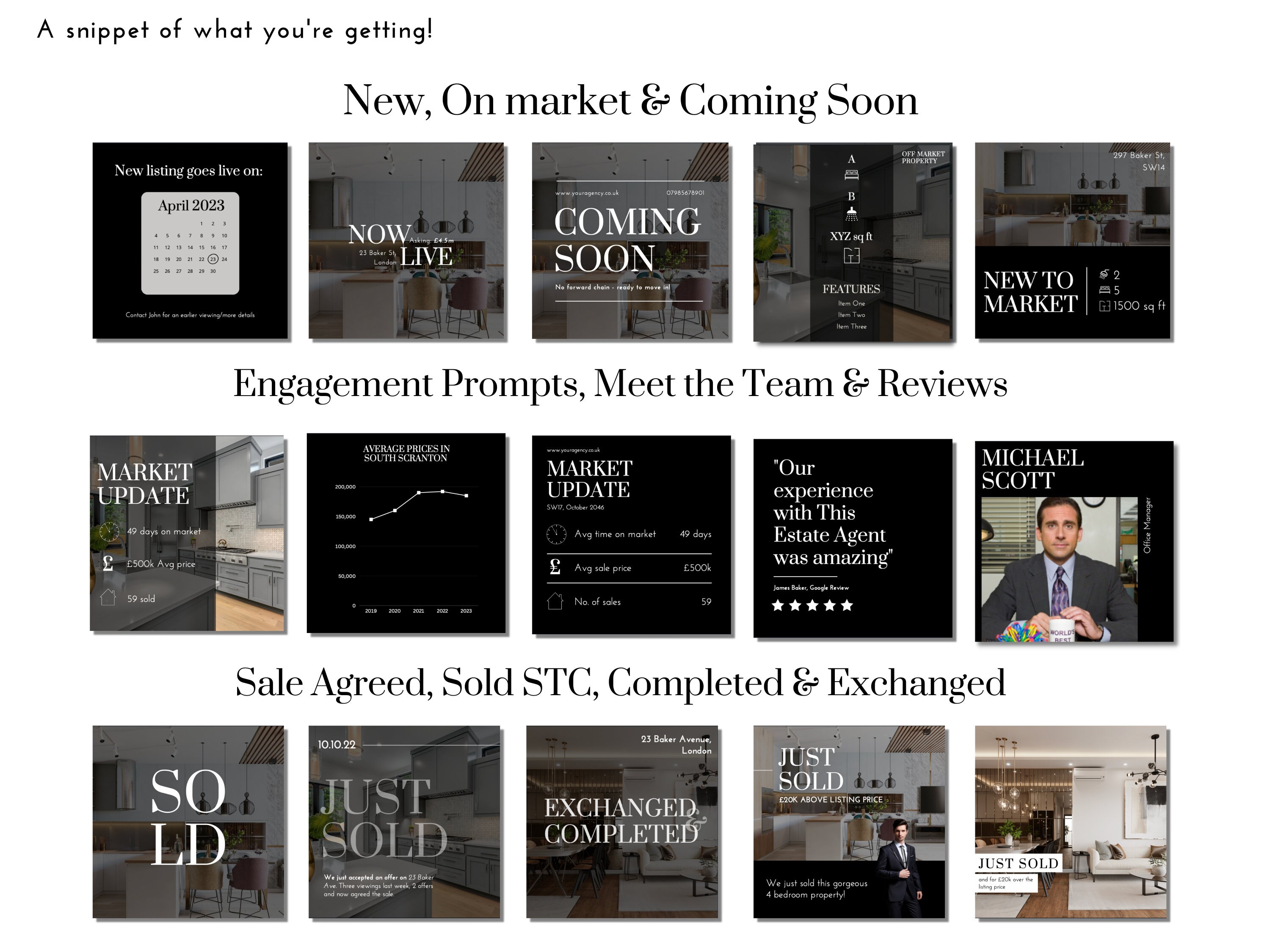 250+ Aesthetic Real Estate Template Bundle| Estate Agent/realtor Social ...