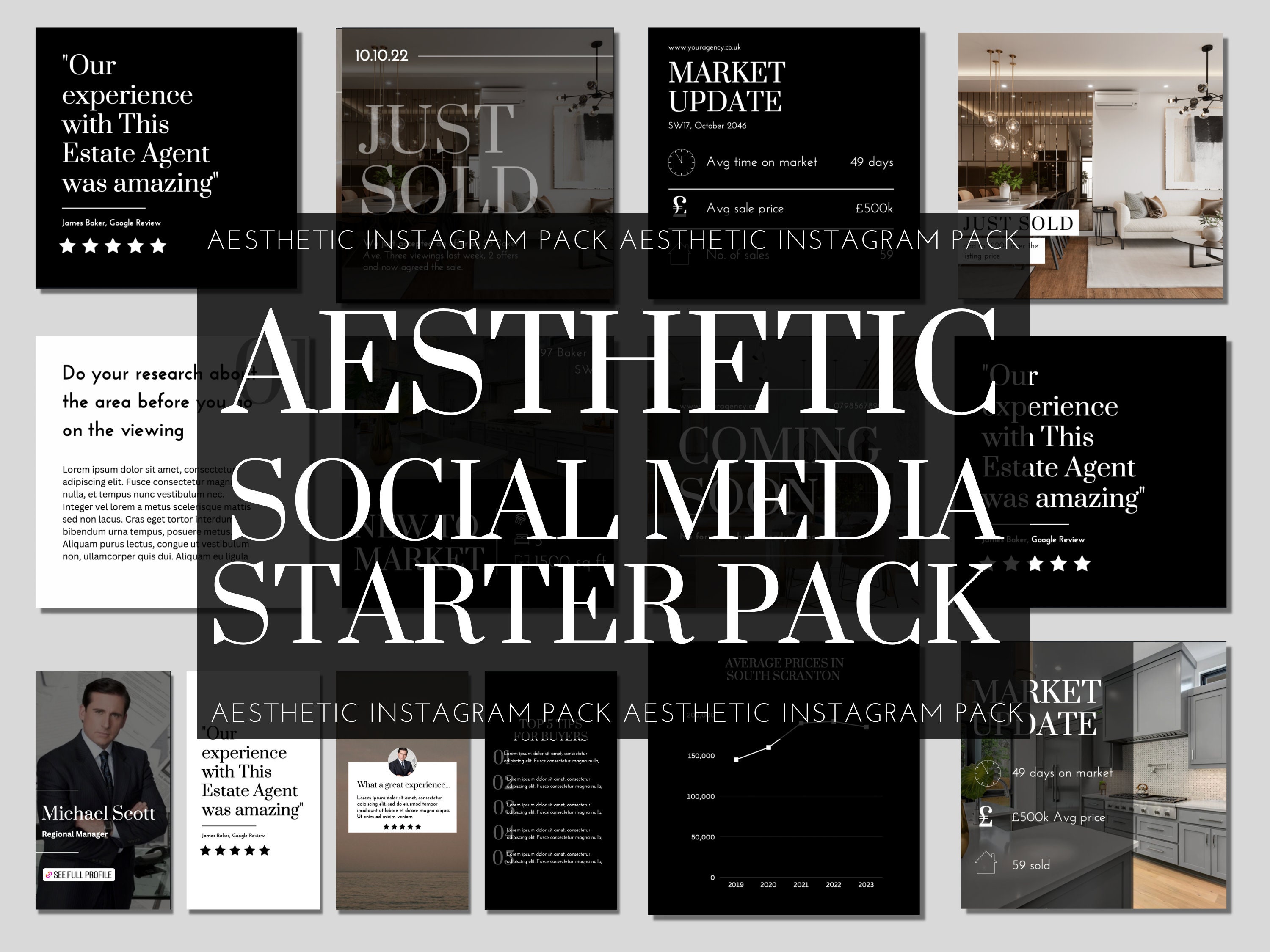 250+ Aesthetic Real Estate Template Bundle| Estate Agent/realtor Social ...