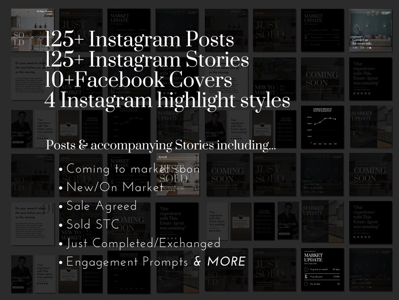 250+ Aesthetic Real Estate Template Bundle| Estate Agent/realtor Social ...