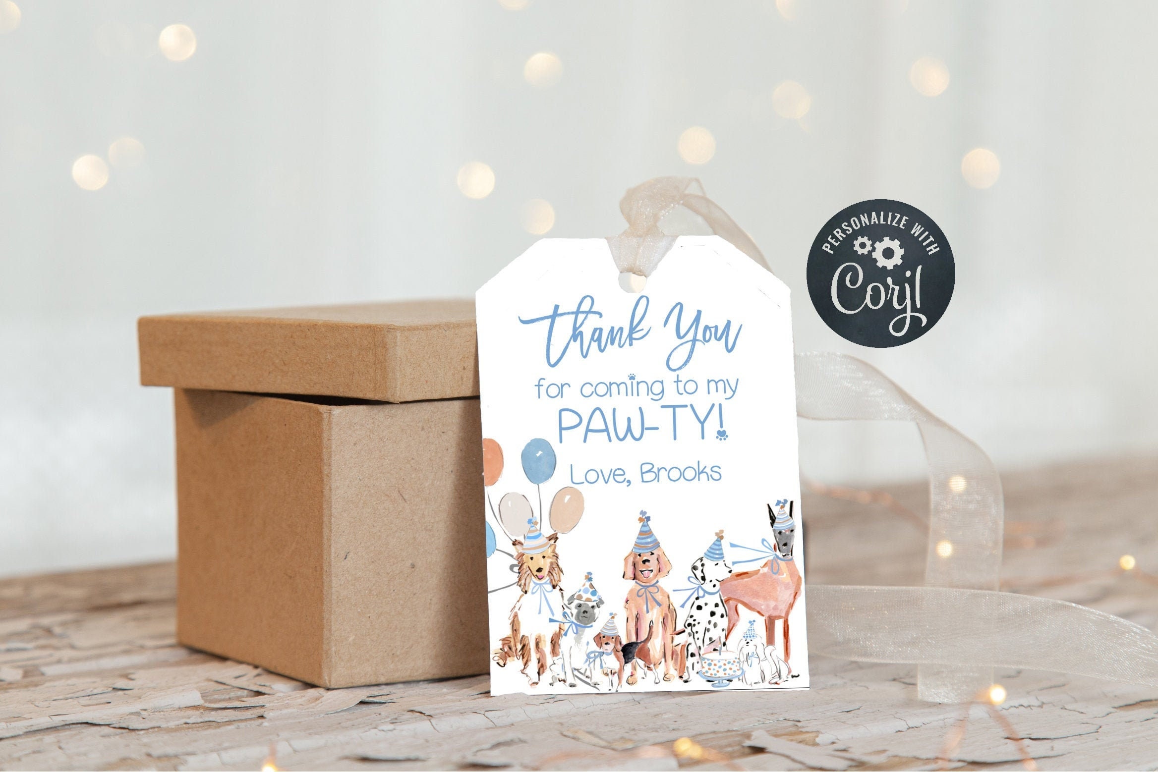 EDITABLE Puppy Dog Thank You Tags, Adoption, PAW-TY, Pet, Birthday ...
