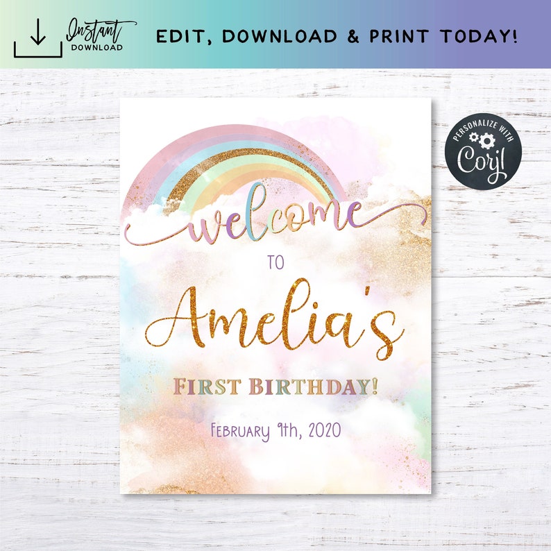 EDITABLE Rainbow Welcome Sign, Pastel Rainbow Welcome Sign, Magical ...