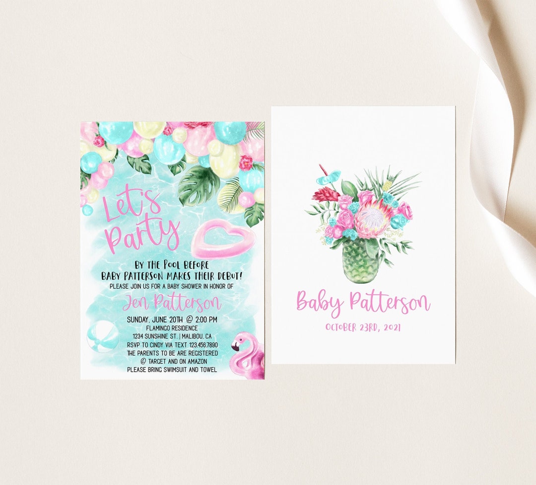 Baby Shower Pool Party Invitation, Pool Baby Sprinkle Invite, Luau ...