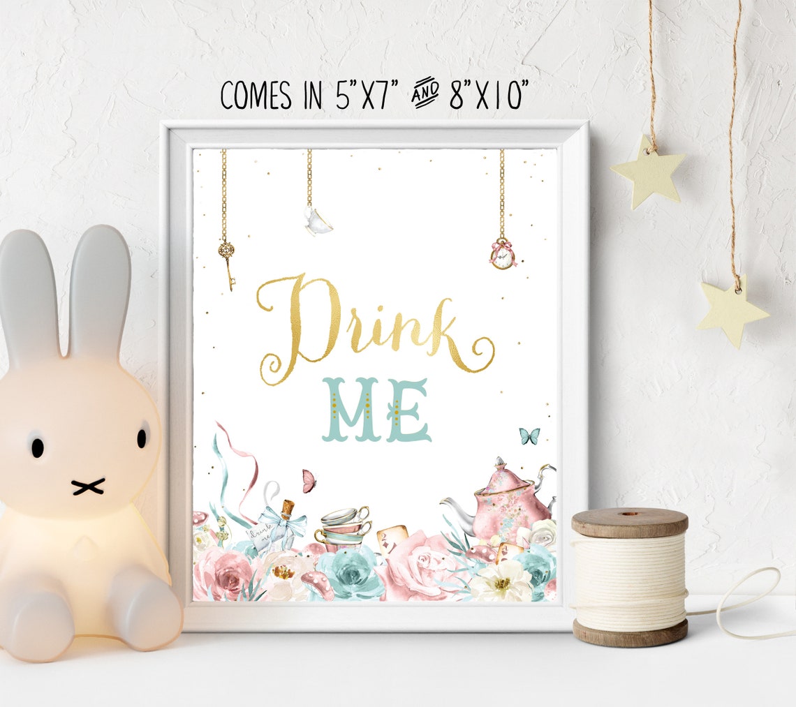 Alice in Wonderland Drink Me Sign, Décor Alice in Onederland, Mad Tea ...