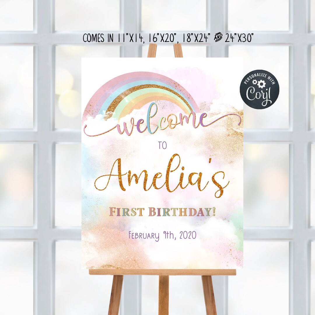 EDITABLE Rainbow Welcome Sign, Pastel Rainbow Welcome Sign, Magical ...