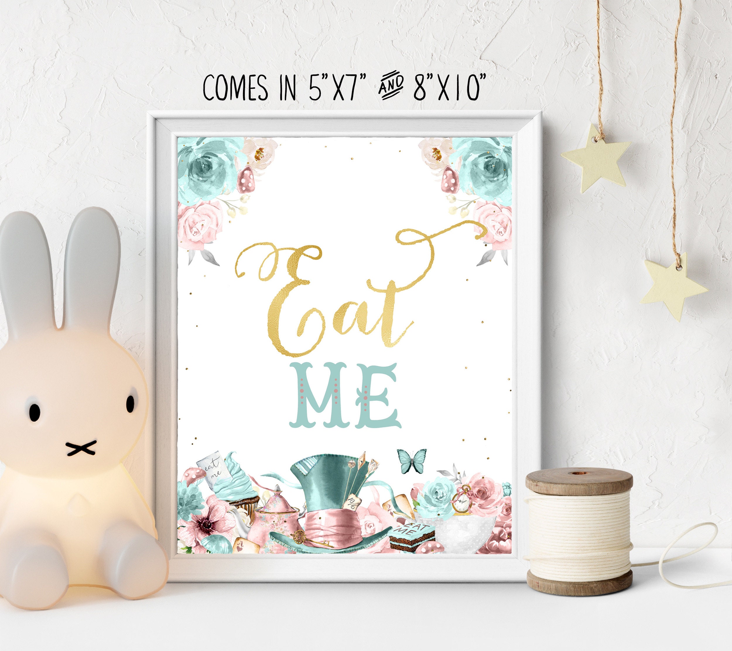 Alice in Wonderland Eat Me Sign, Décor Alice in Onederland, Mad Tea ...