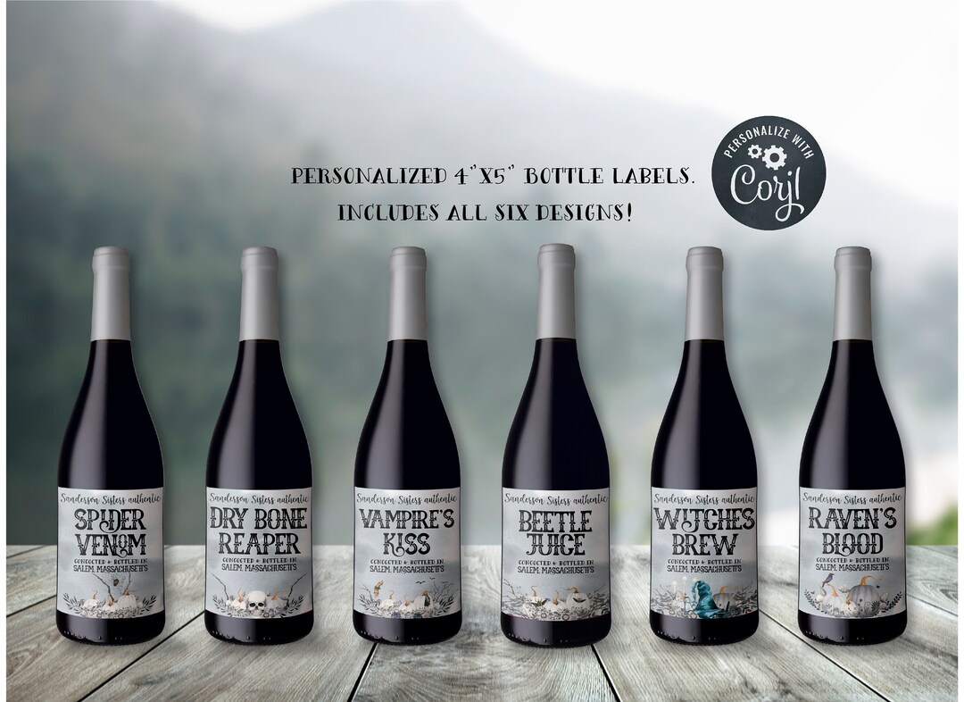 Editable Halloween Wine Bottle Labels, Printable Champagne Labels ...