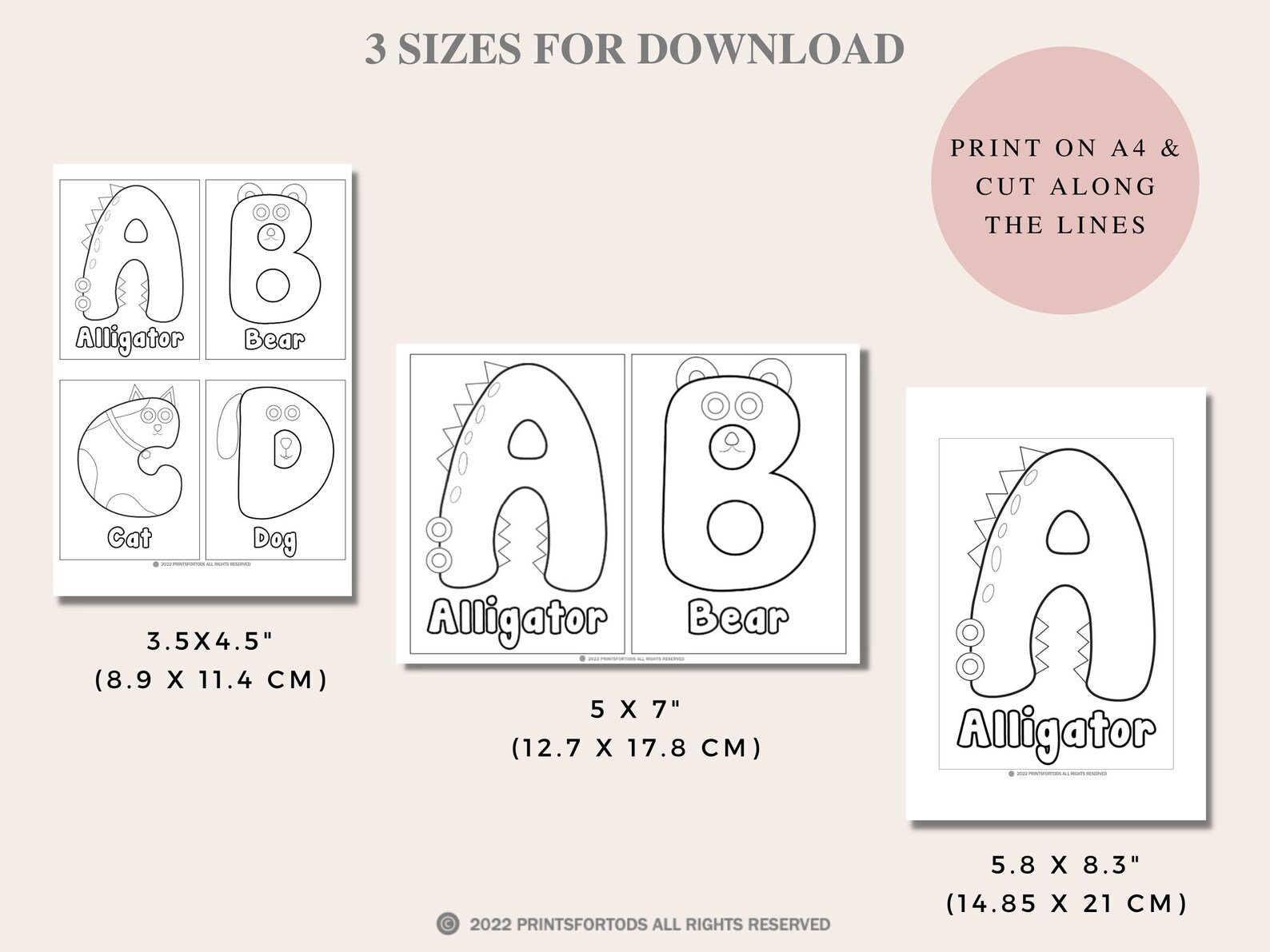 Printable Animal Alphabet Flashcards, Colouring Pages for Children ...