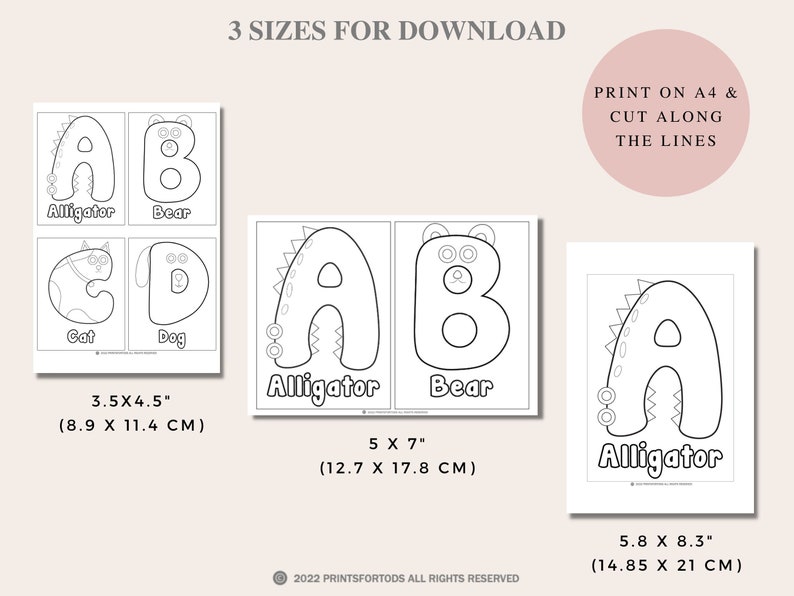 Printable Animal Alphabet Flashcards, Colouring Pages for Children ...