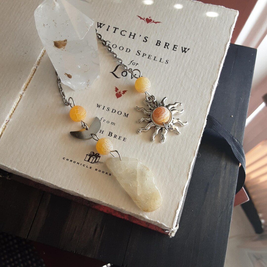 Sun Pendulum Moon Charm With Heat Treated Citrine, Apollo Devotion ...