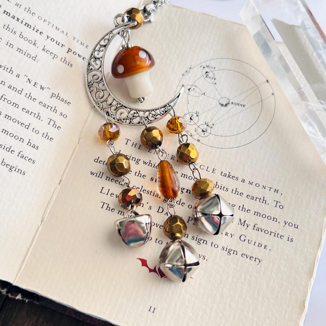 Witch Bells With Moon and Mushroom– Protective Door Charm Cottagecore ...