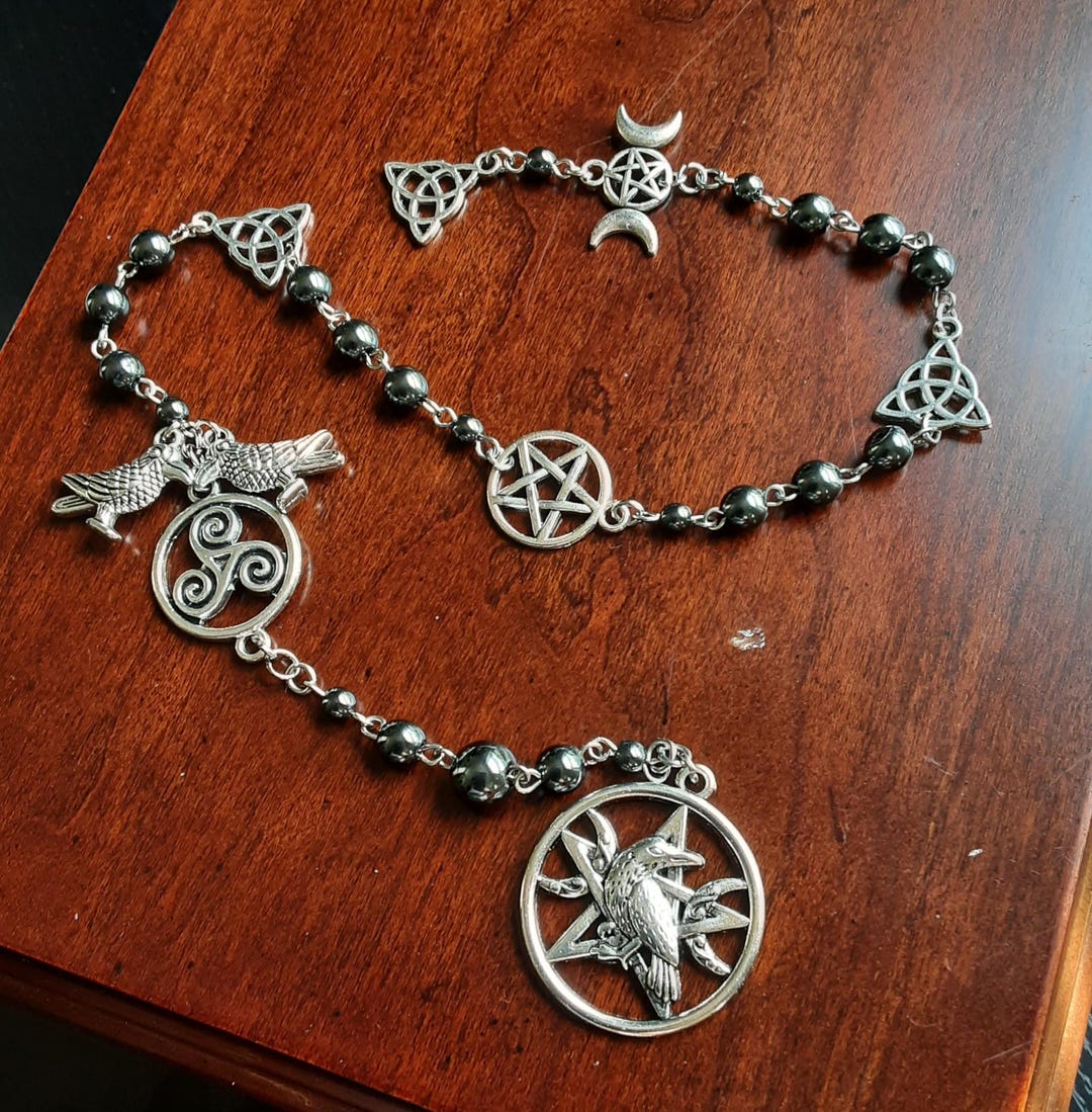 The Morrigan Prayer Beads Celtic Goddess Prayer Ladder, Raven and ...