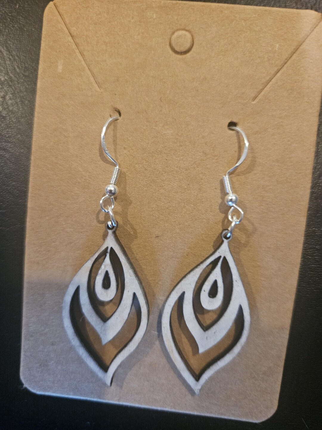 Lasercut Wood Hand Painted Teardrop Earrings - Etsy