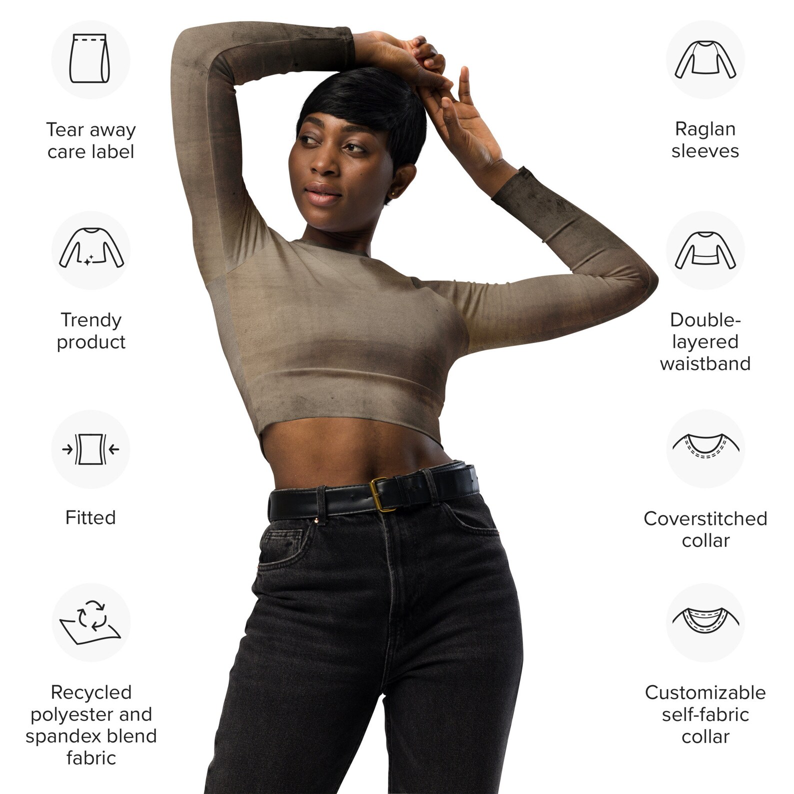 Long Sleeve Crop Top, Crop Tops for Women, Recycled Crop Top, Crop Tops ...