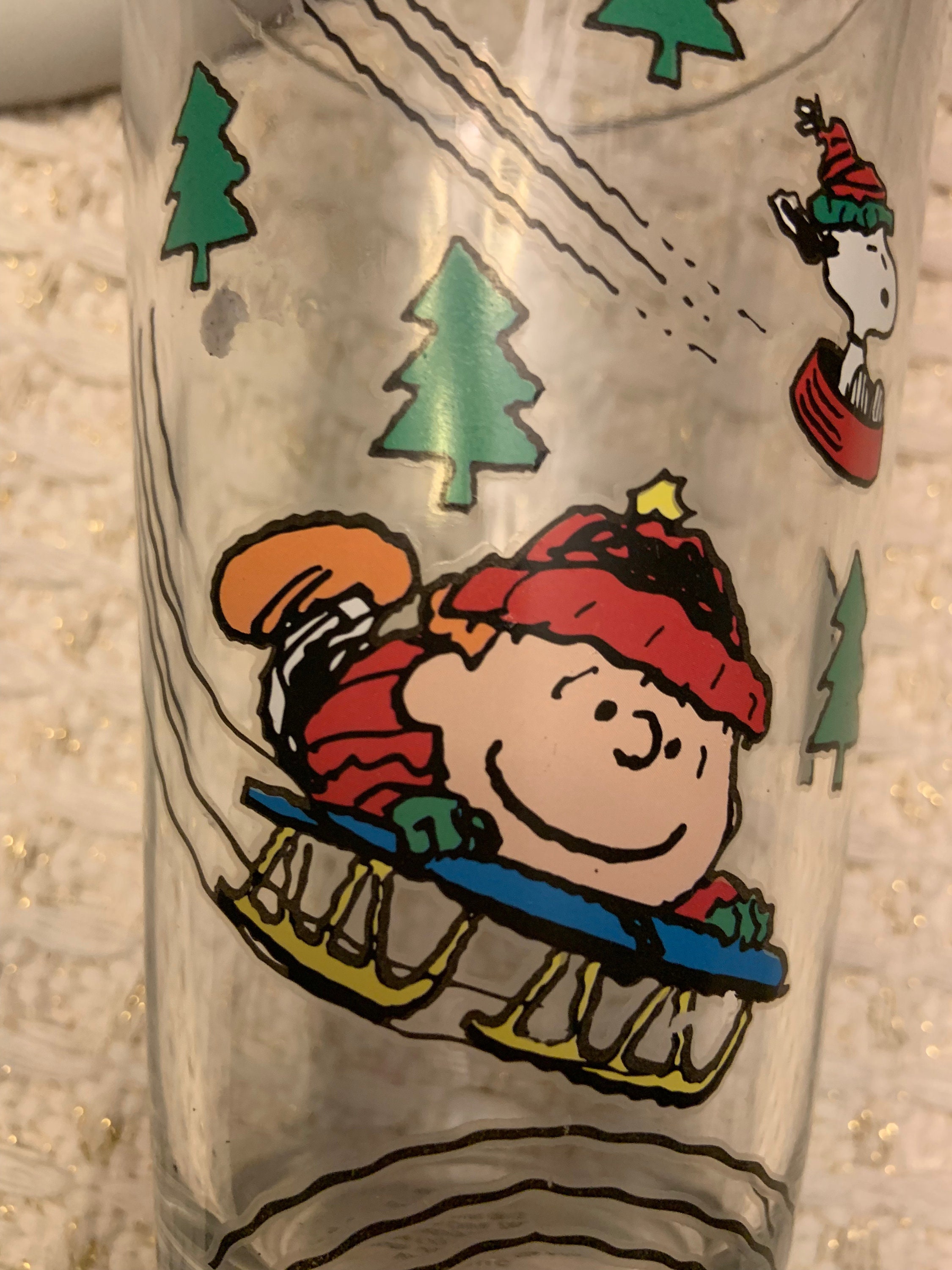 2 Vintage Peanuts Winter Scene Glass Tumblers - Etsy