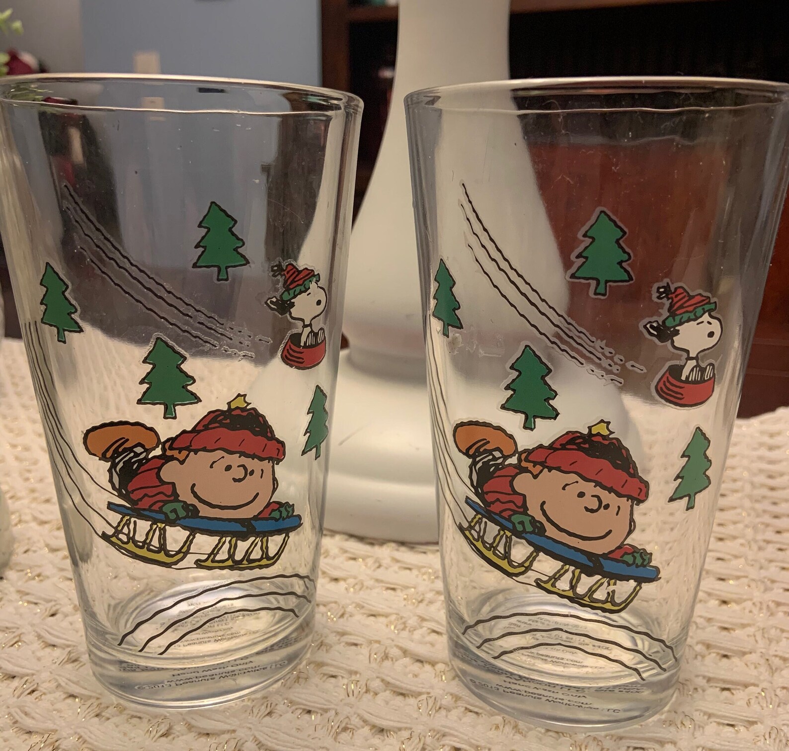 2 Vintage Peanuts Winter Scene Glass Tumblers - Etsy