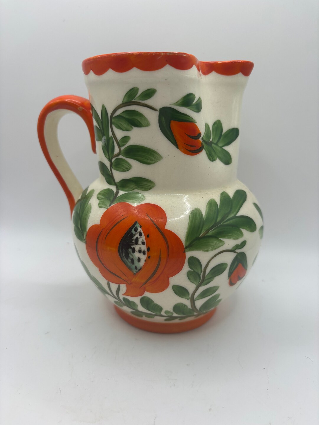 Vintage Erphila Orange Poppy Pitcher Made in Czechoslovakia - Etsy
