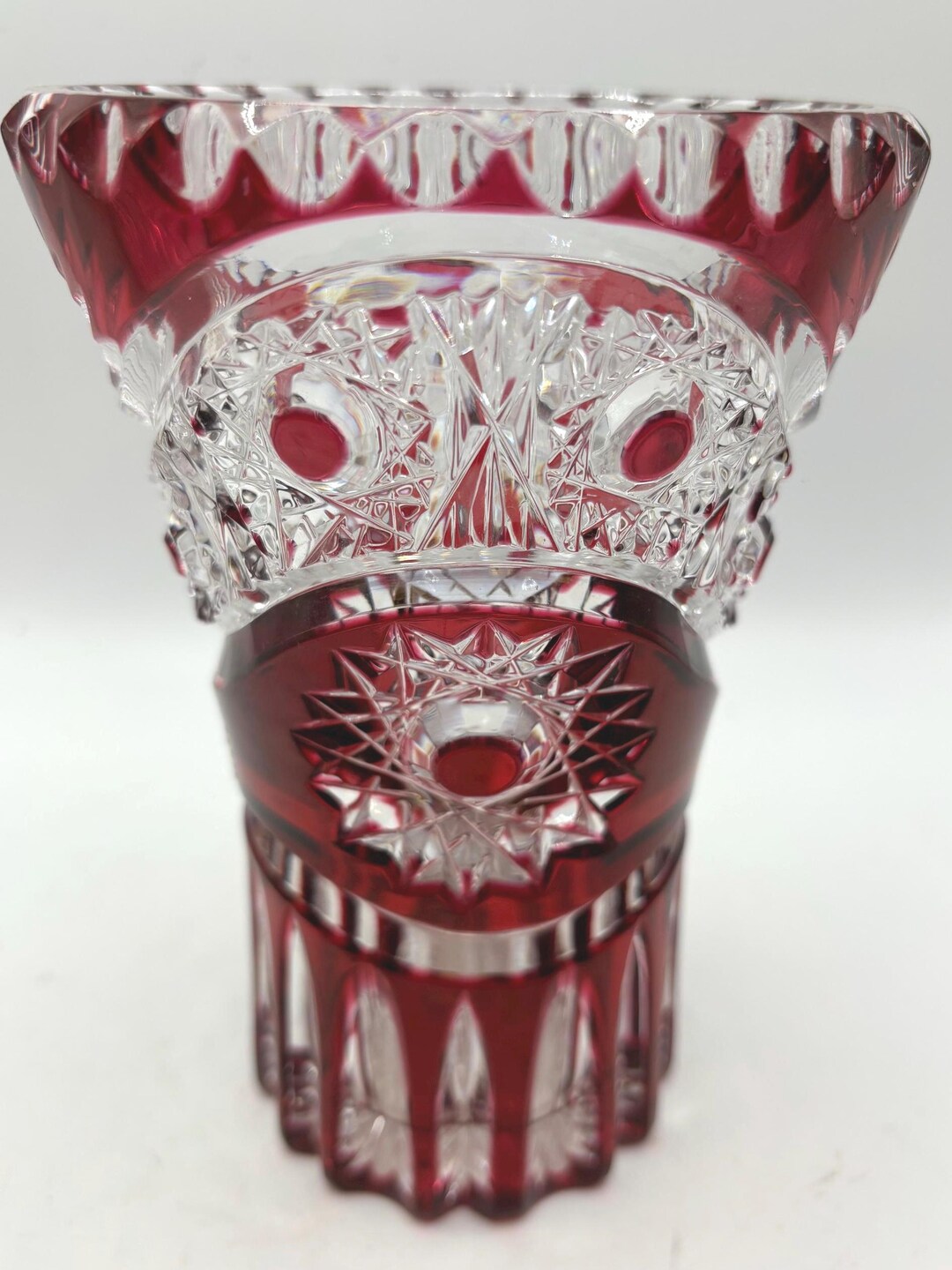 Beautiful Vintage Czechoslovakia Bohemian Red Ruby, Cut Crystal Vase - Etsy