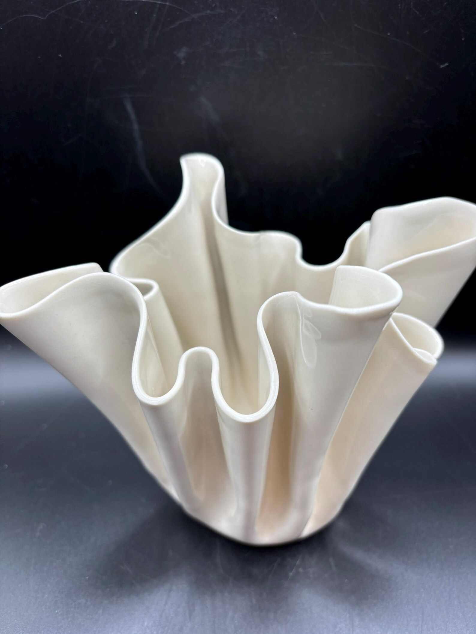 Vintage Studio Art Pottery Draped Handkerchief Vase Signed Carol ...
