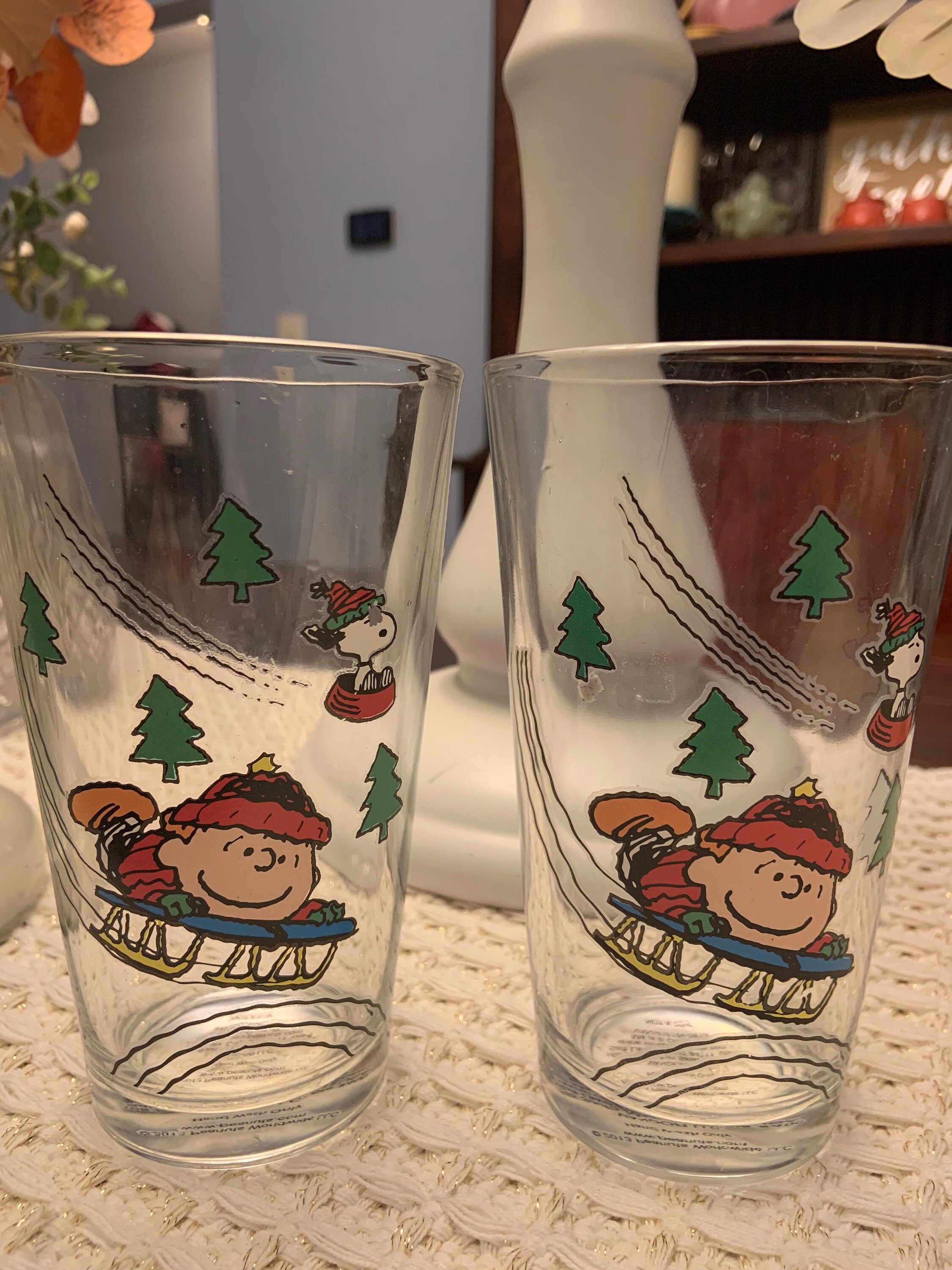 2 Vintage Peanuts Winter Scene Glass Tumblers - Etsy