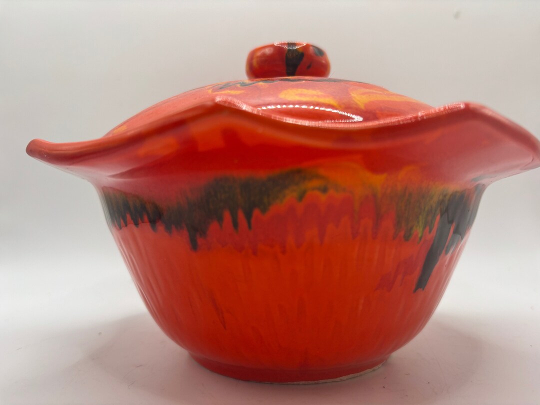 Midcentury Orange Lava Drip Glaze Covered Serving Dish - Etsy