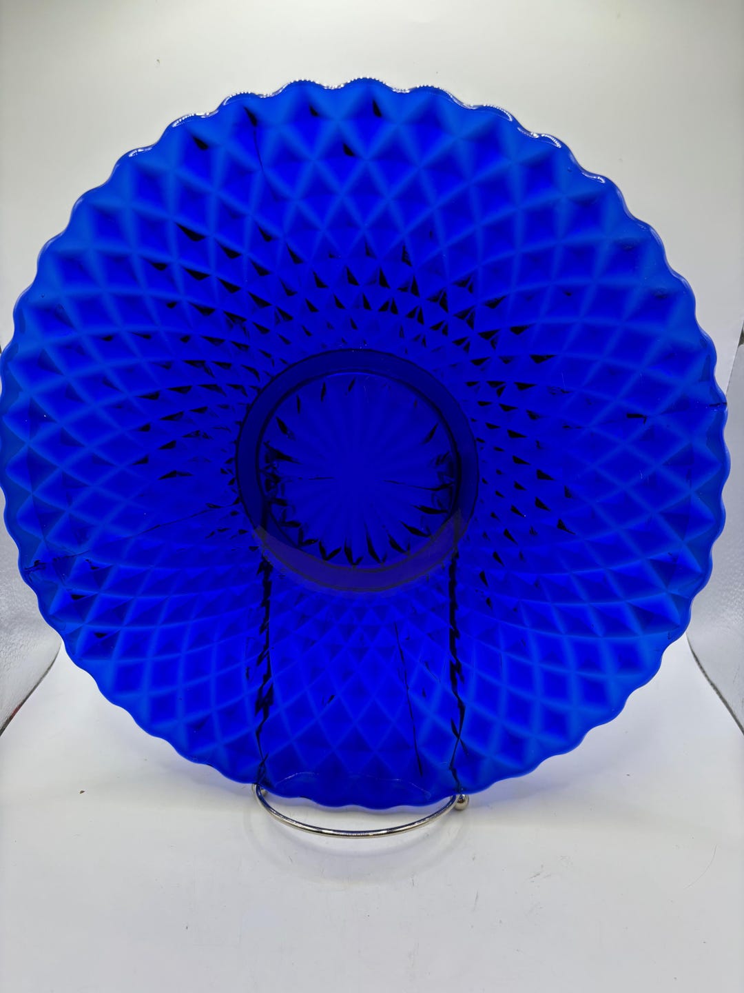 Vintage Cobalt Blue Serving Plate - Brilliant Sapphire Blue With ...