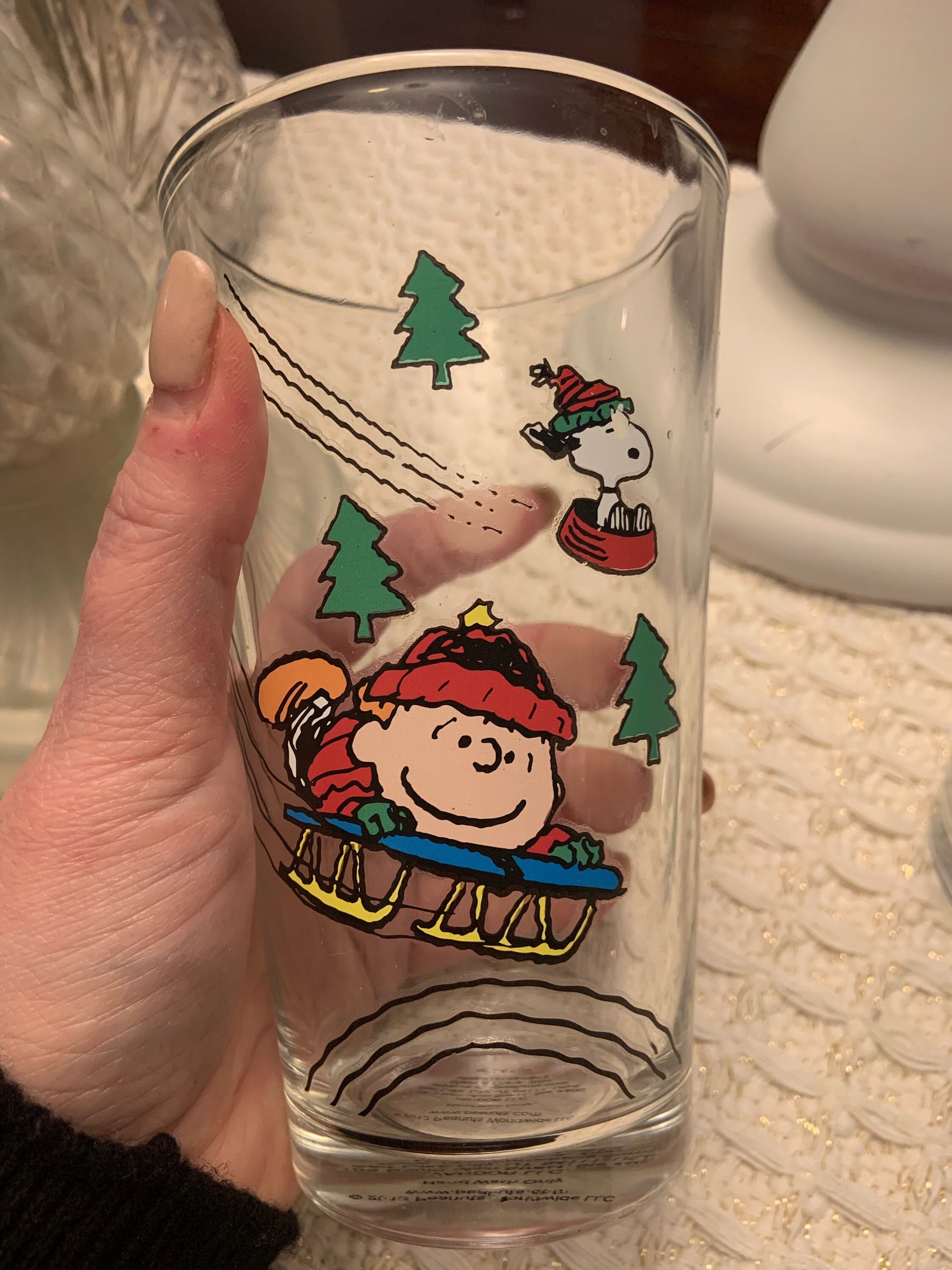 2 Vintage Peanuts Winter Scene Glass Tumblers - Etsy
