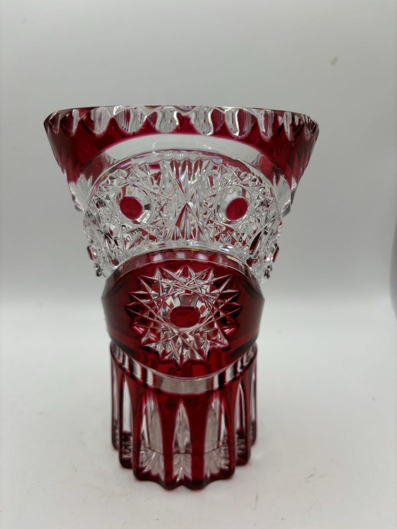 Beautiful Vintage Czechoslovakia Bohemian Red Ruby, Cut Crystal Vase - Etsy