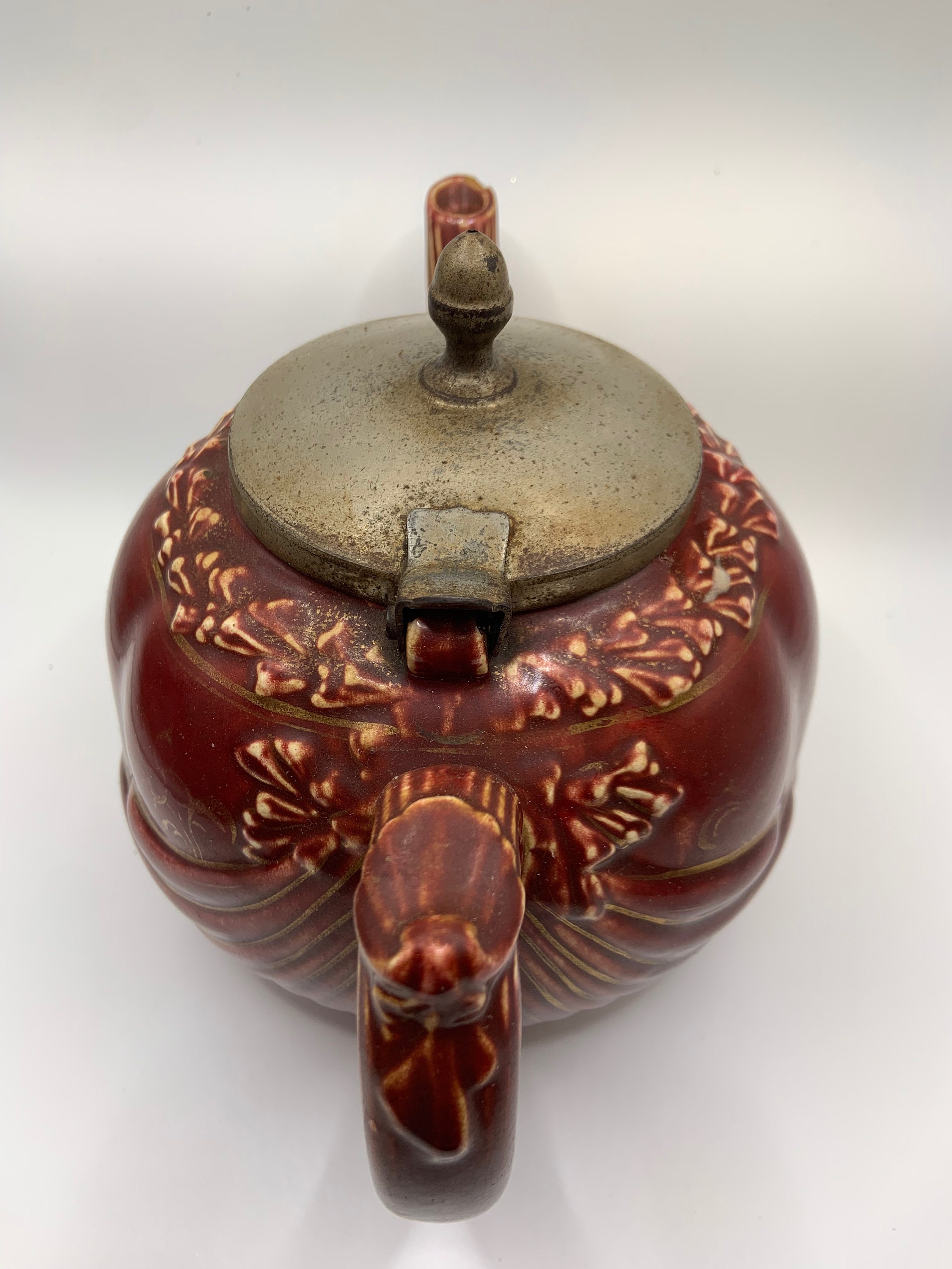 Vintage Oxblood Red Ceramic Teapot Marked by Artist - Etsy