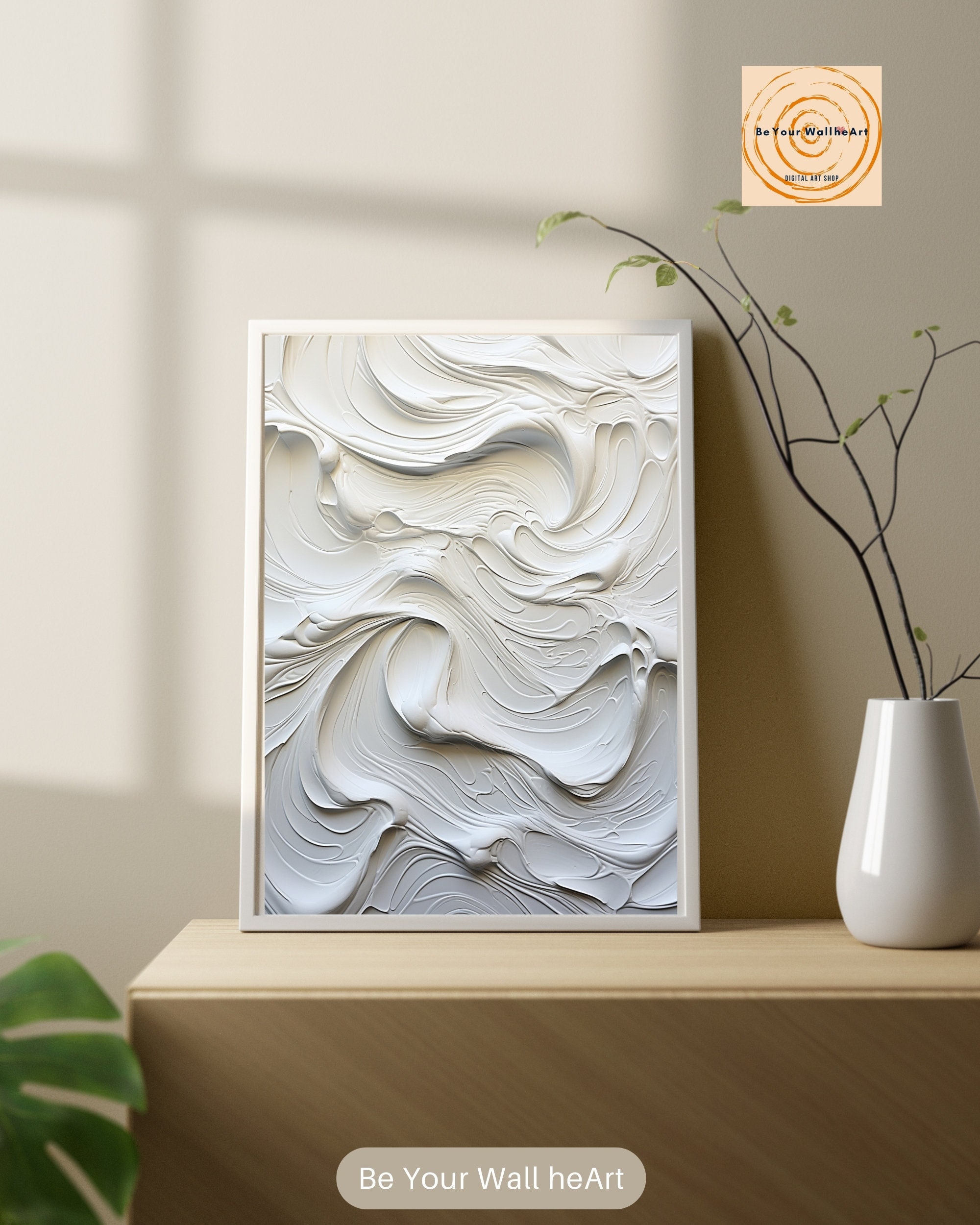 Printable Texture Abstract Wall Art Abstract White Spatula Paint ...
