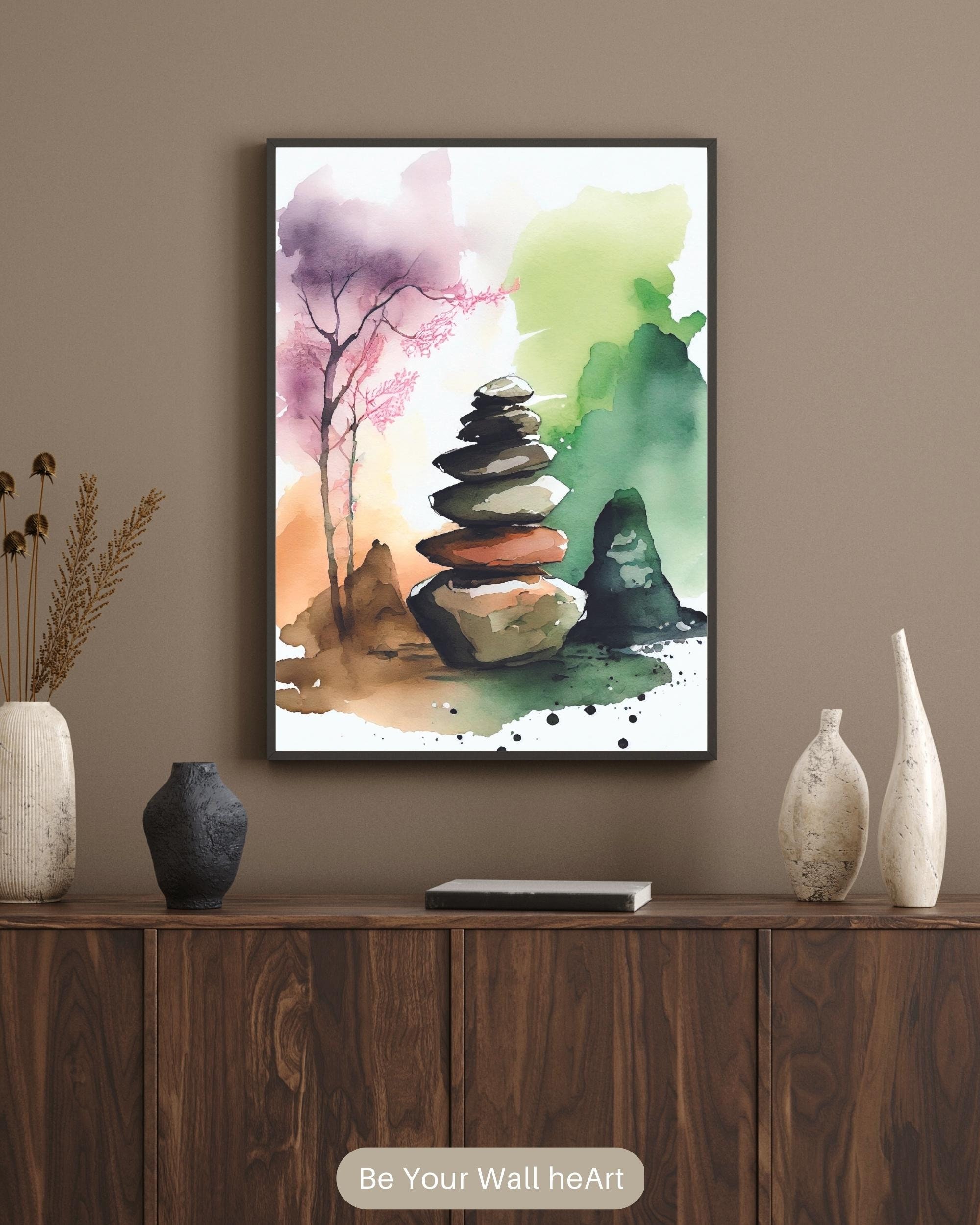 Zen Printable Wall Art,zen Forest Stones,digital Download,wall Decor ...