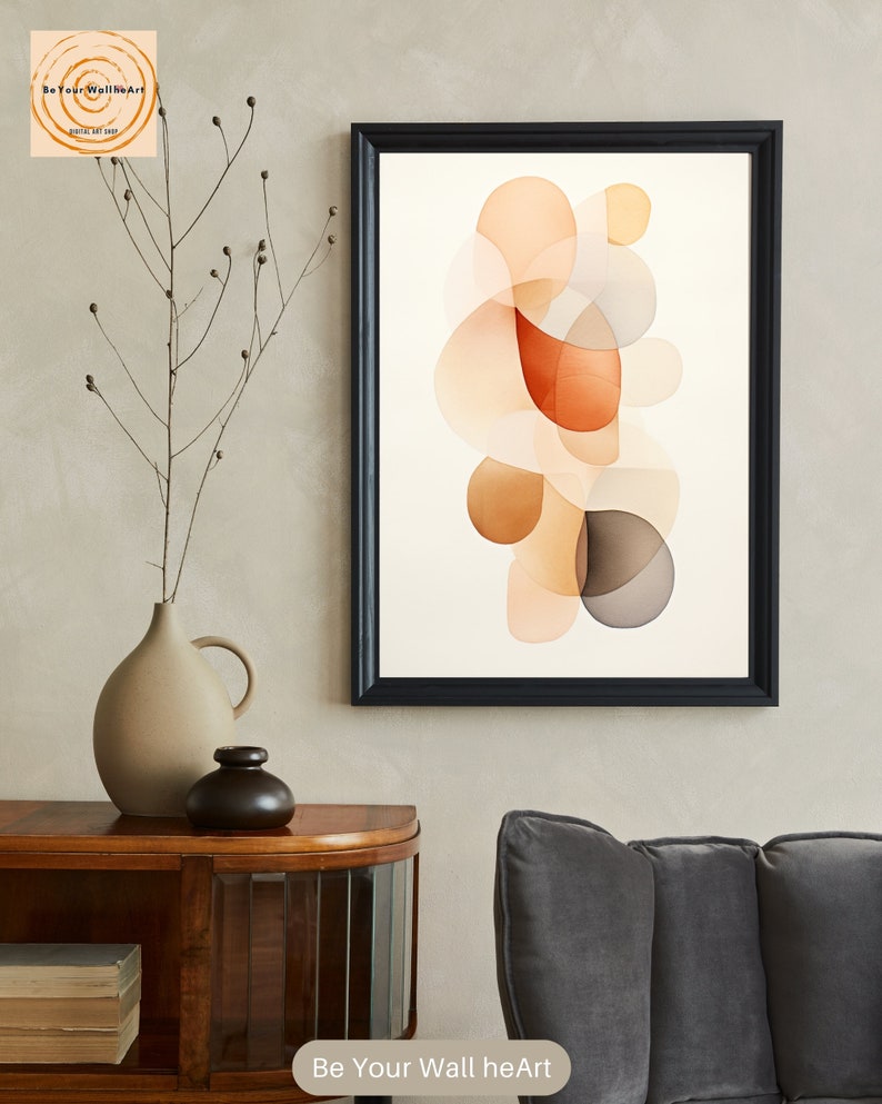 Abstract Poster Modern Wall Minimalist Wall Art Watercolor Poster Neutral Tones Abstract ...