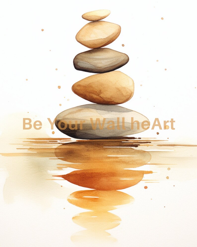 Zen Printable Wall Art,yoga,stacked Stones,spa,wall Decor,watercolor ...