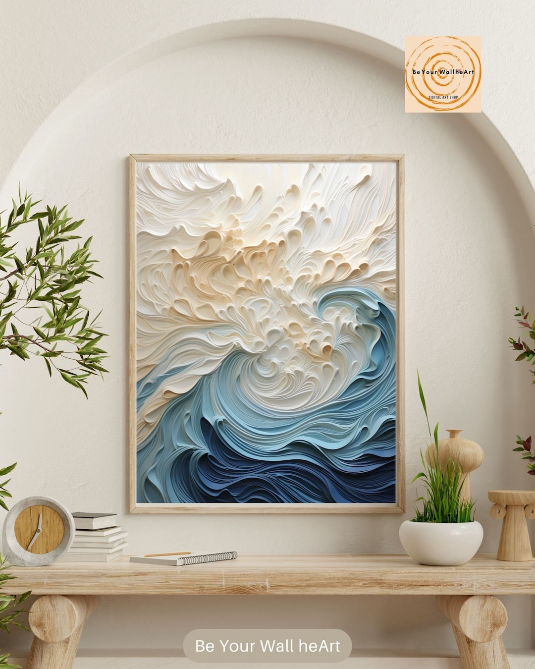 Printable Texture Abstract Wall Art | Abstract White Blue Paint Neutral ...