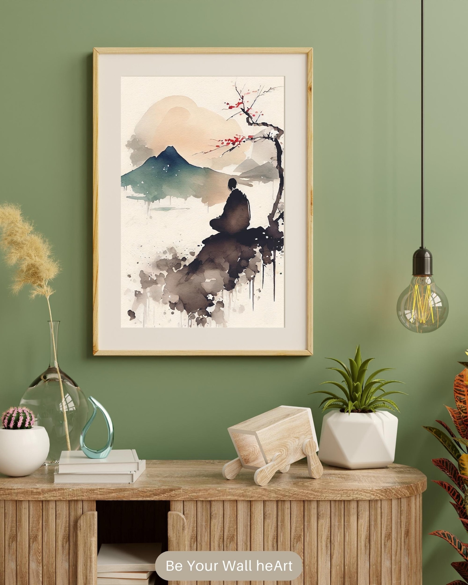 Zen Monk Watercolor Print: Japanese Meditation Art (digital Download ...