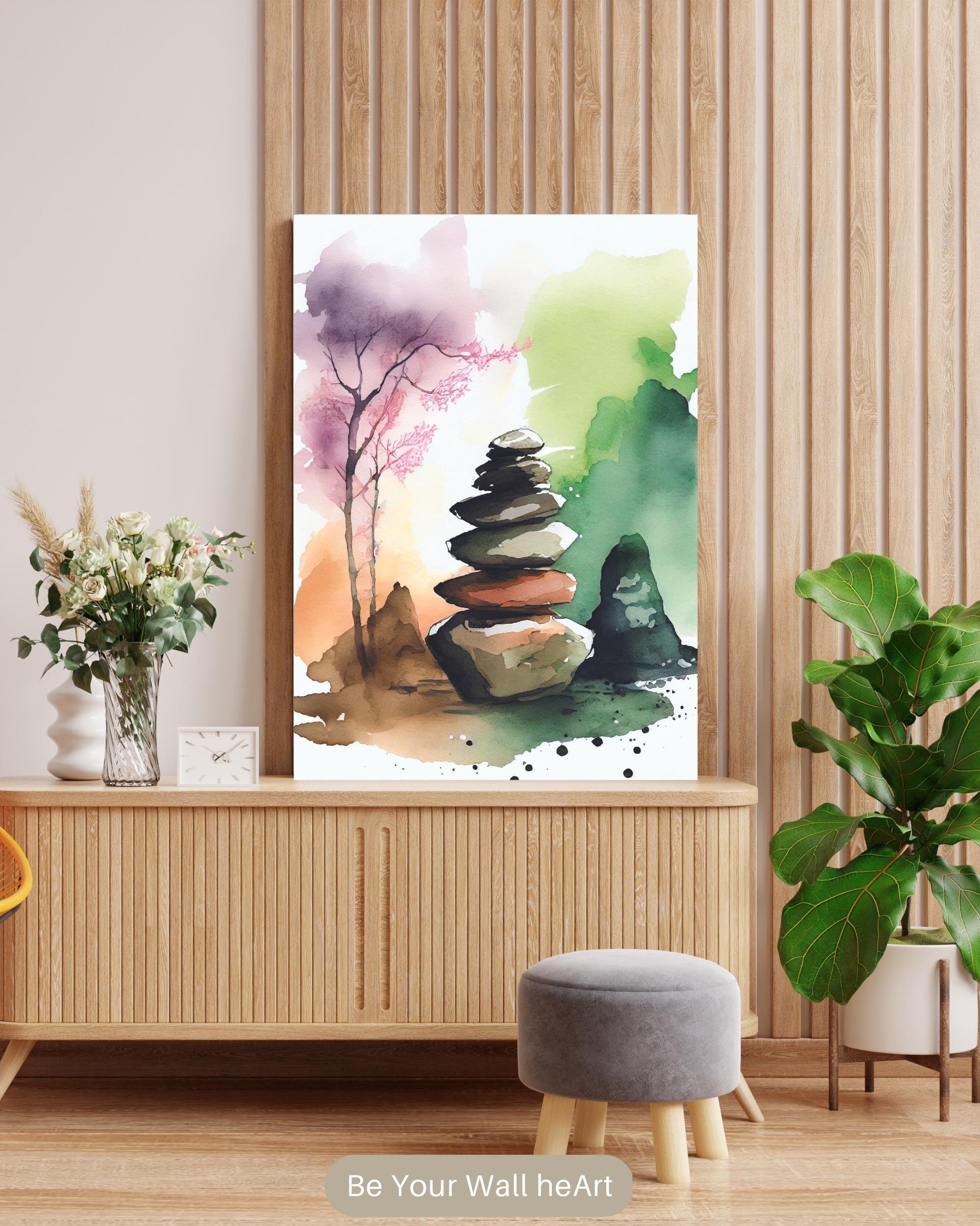 Zen Printable Wall Art,zen Forest Stones,digital Download,wall Decor ...