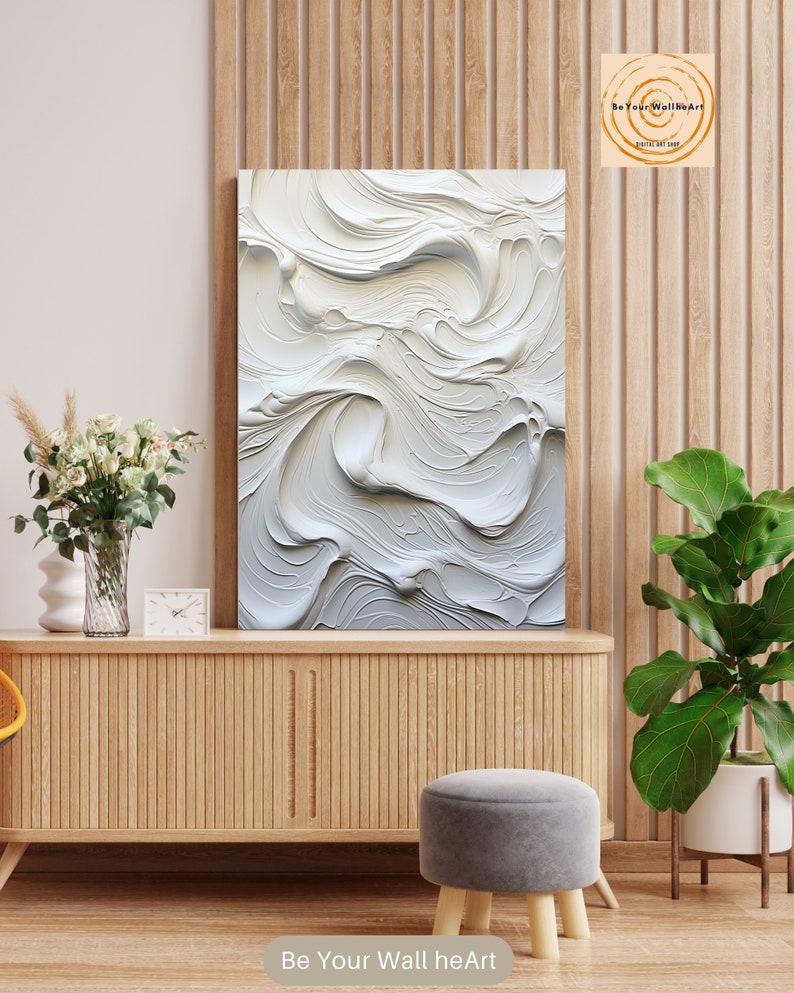Printable Texture Abstract Wall Art Abstract White Spatula Paint ...
