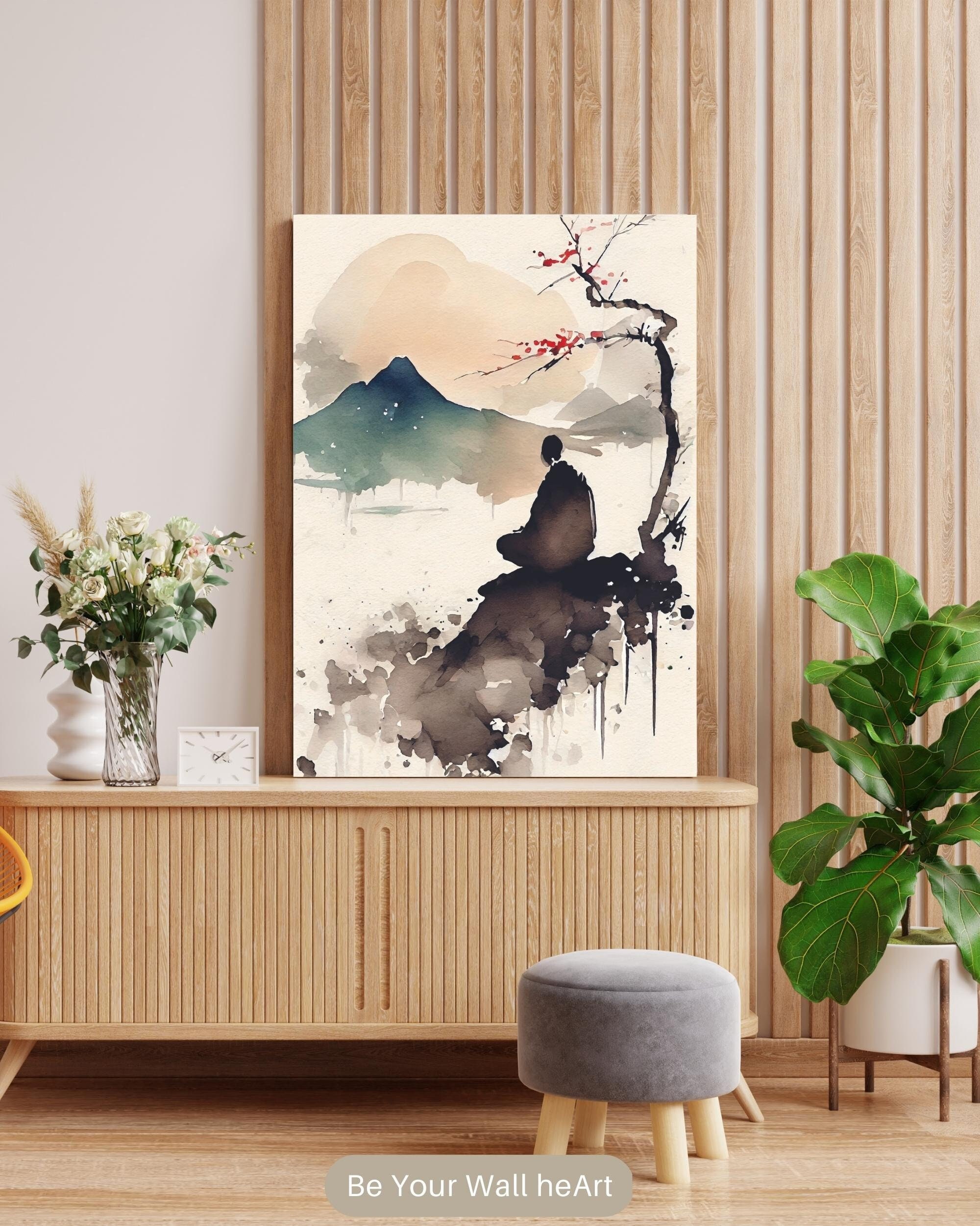 Zen Wall Art Printable,meditation Monk,wall Decor,watercolor Print ...
